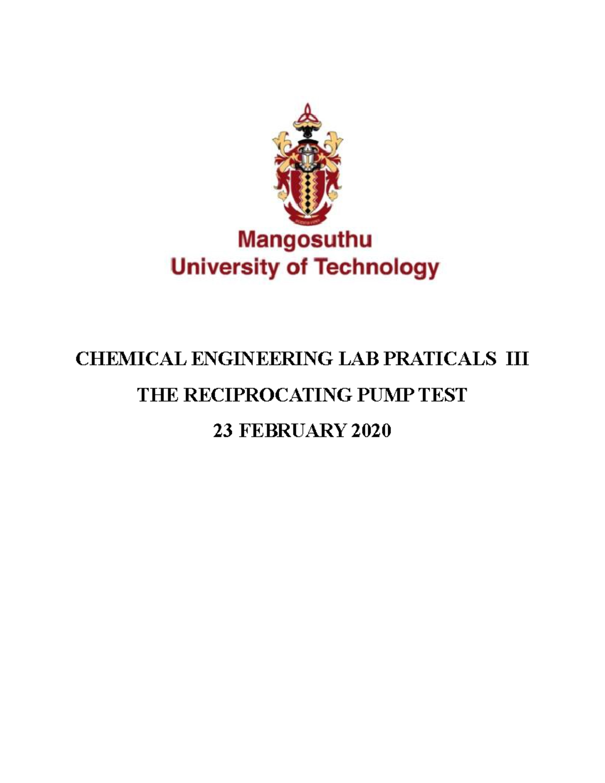 Pump Test Practical - Lecture: Mr. N Nkosi - CHEMICAL ENGINEERING LAB ...