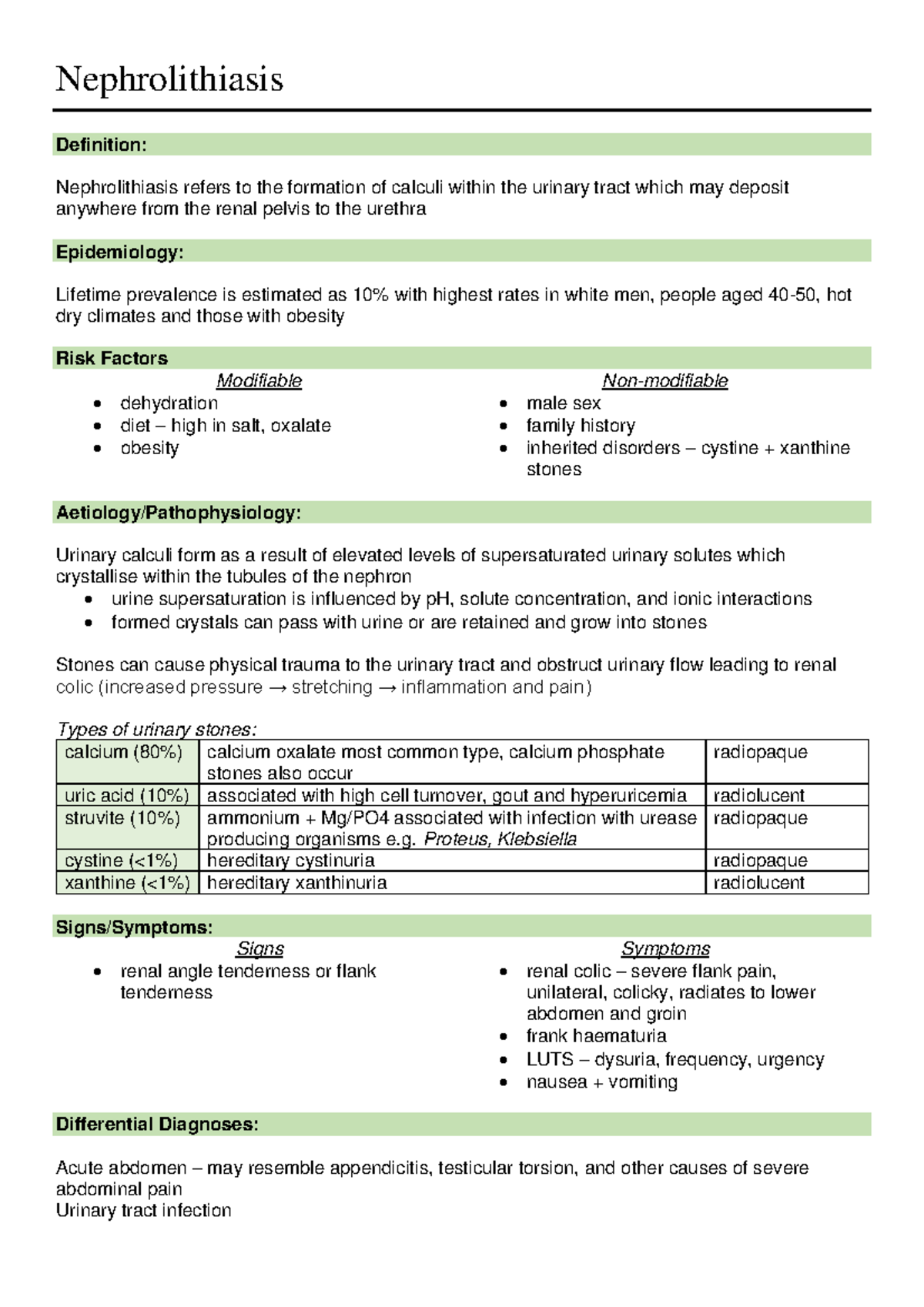 Nephrolithiasis - Key disease entity - Nephrolithiasis Definition ...