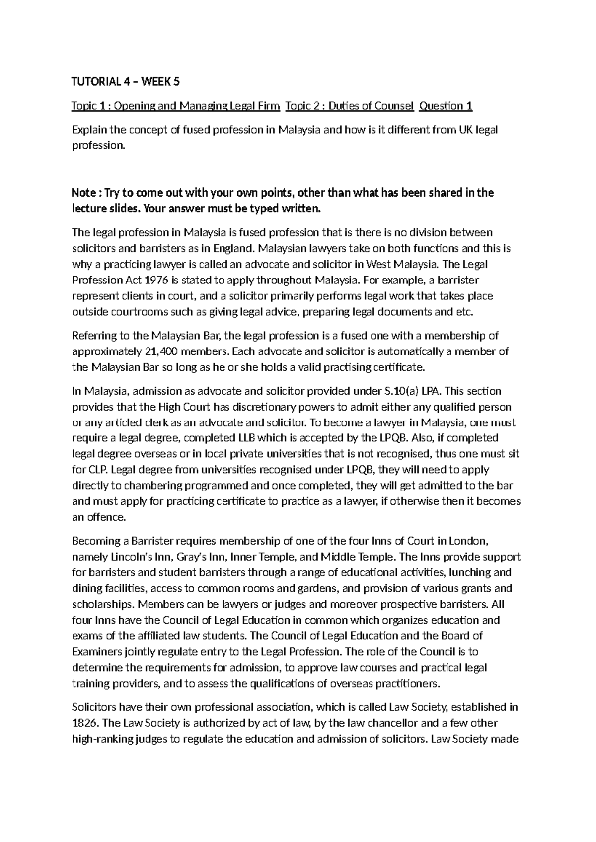 Tutorial 4 W5 (Print) - TUTORIAL 4 – WEEK 5 Topic 1 : Opening and ...