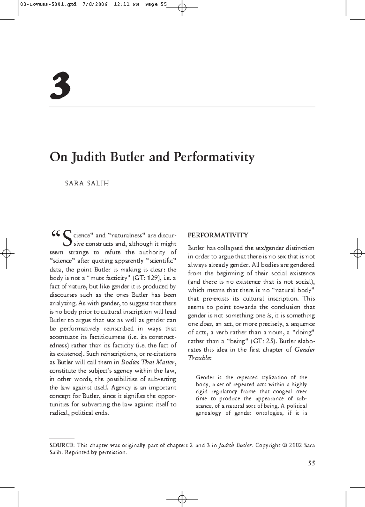 Salih-Butler-Performativity-Chapter 3 - 33 On Judith Butler and ...