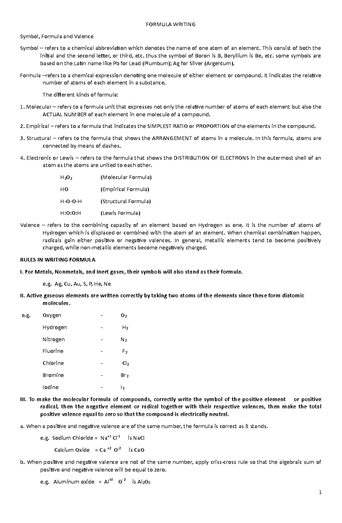 Formula-Writing - hsgjsjak - FORMULA WRITING Symbol, Formula and ...