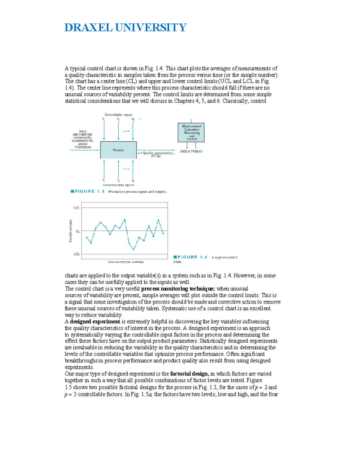 Lecturer Notes Statistical Process Control Chapter 3 - DRAXEL ...