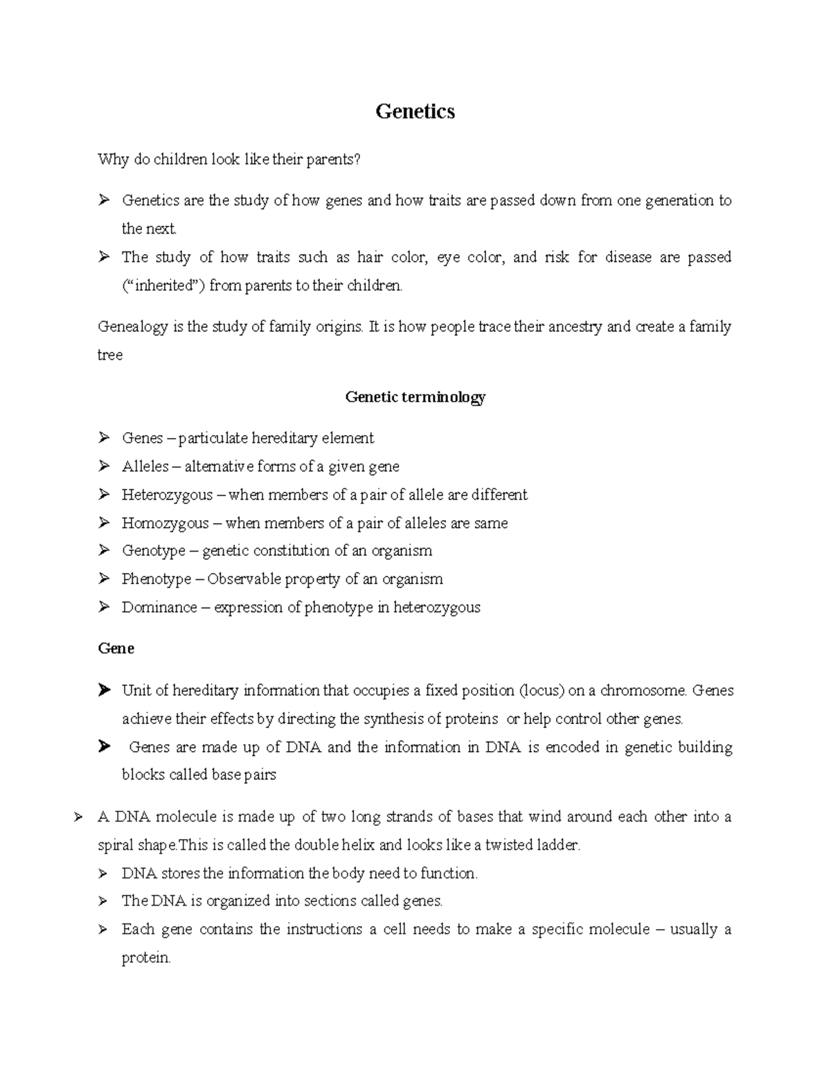 Genetics - Well explained notes - Genetics Why do children look like ...