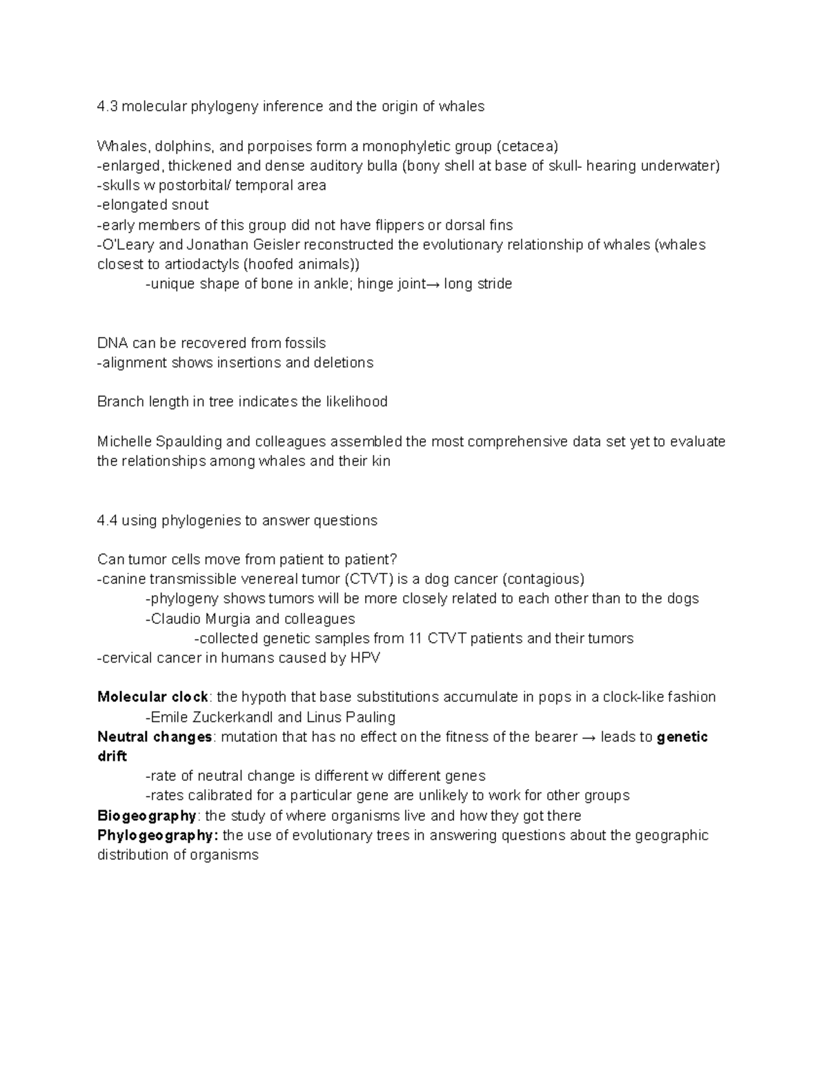 Lecture 3: CH 4.2-4.4 - 4 molecular phylogeny inference and the origin ...