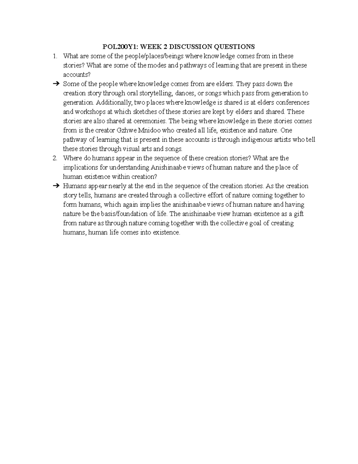 POL200Y1 WEEK 2 Discussion Questions - POL200Y1: WEEK 2 DISCUSSION QUESTIONS What are some of ...