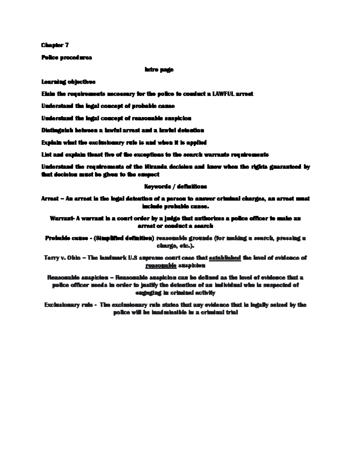 Chap 7 Intro - Chapter 7 Police procedures Intro page Learning ...