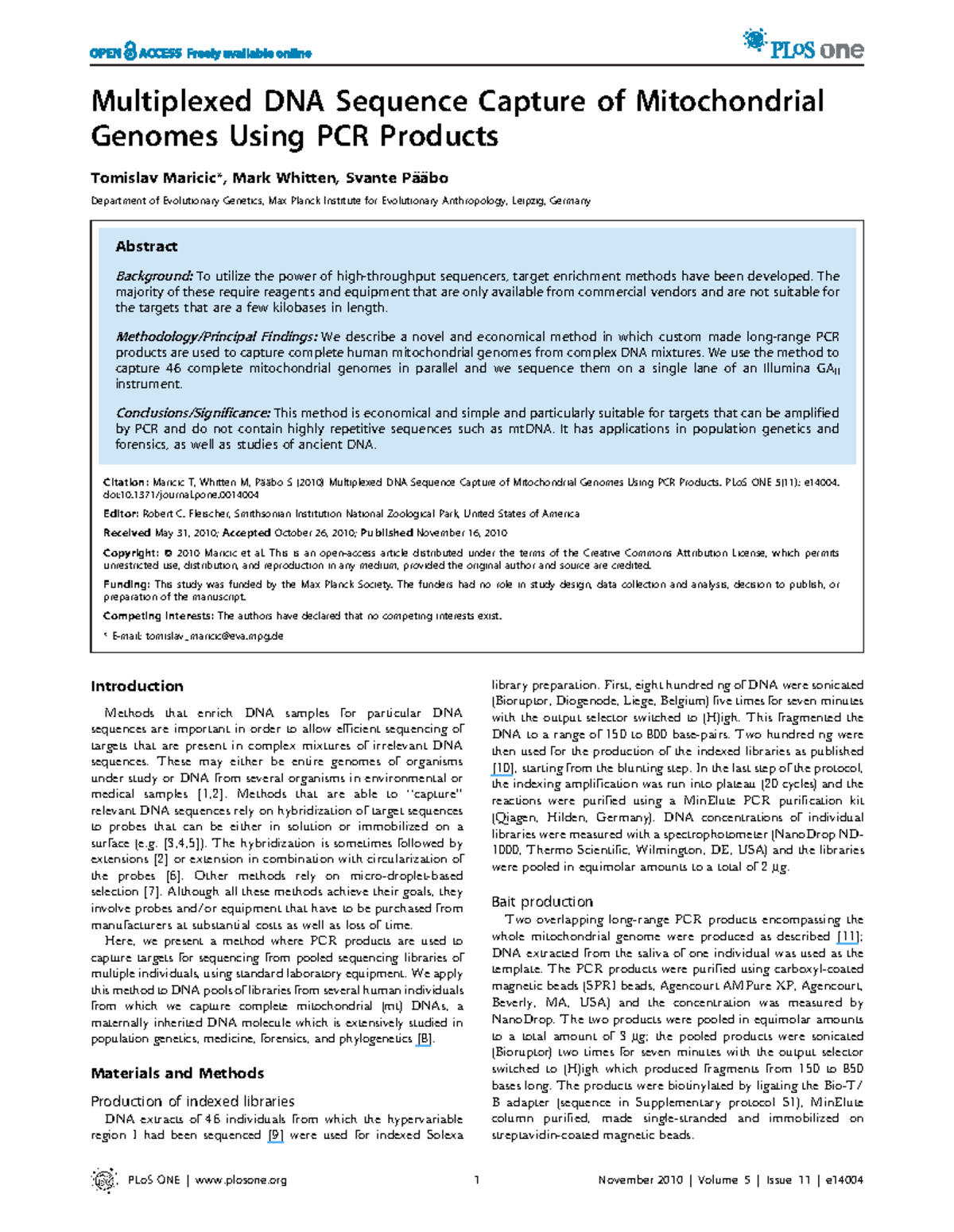 Multiplexed Dna Sequence Capture Of Mito Multiplexed Dna Sequence