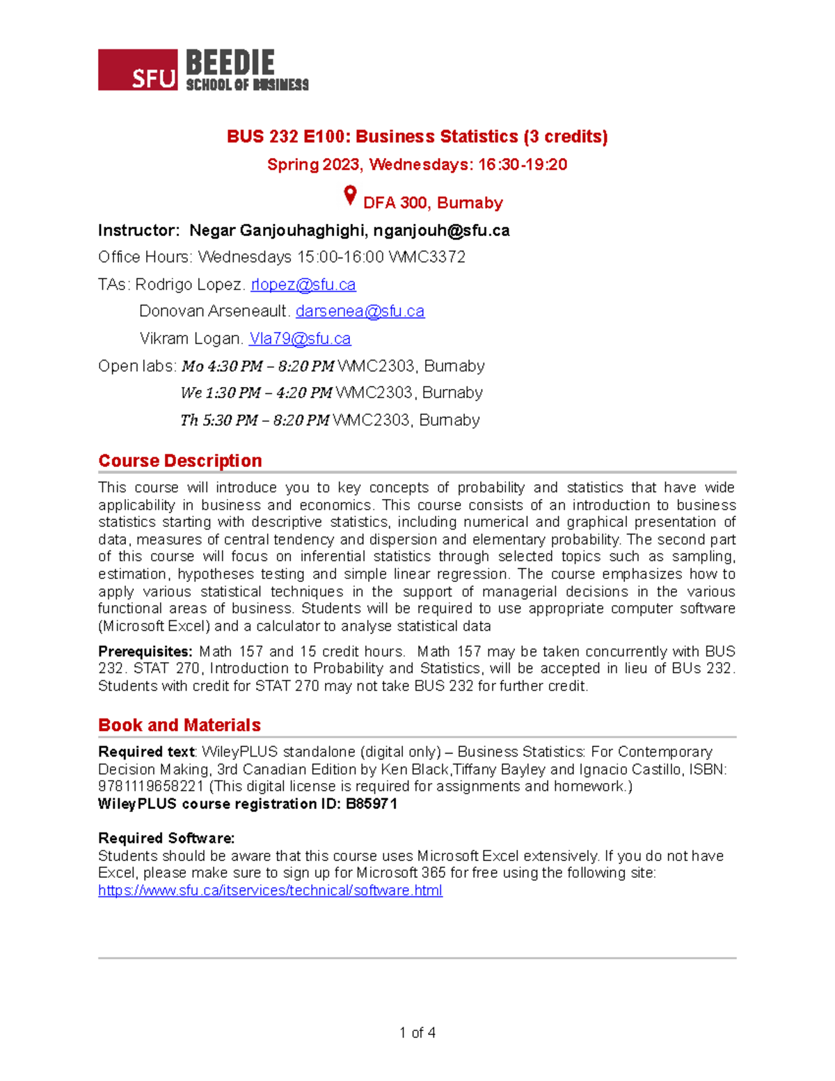 BUS 232 D100 Outline - Business Statistics - Fall 2022 - BUS 232 E100 ...