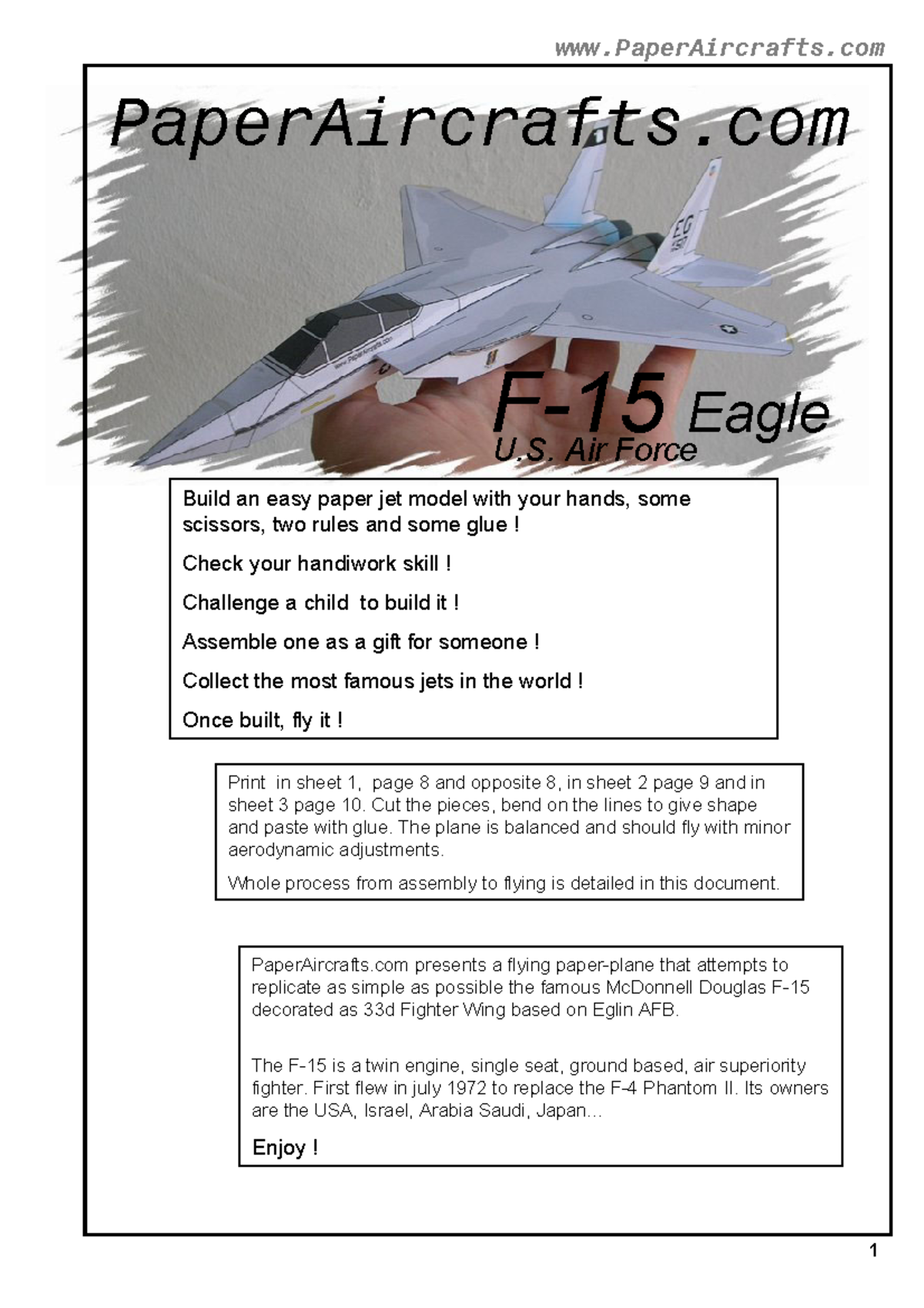 F 15 us air forcepdf - f15 paperaircrafts lol - F-15 Eagle ...