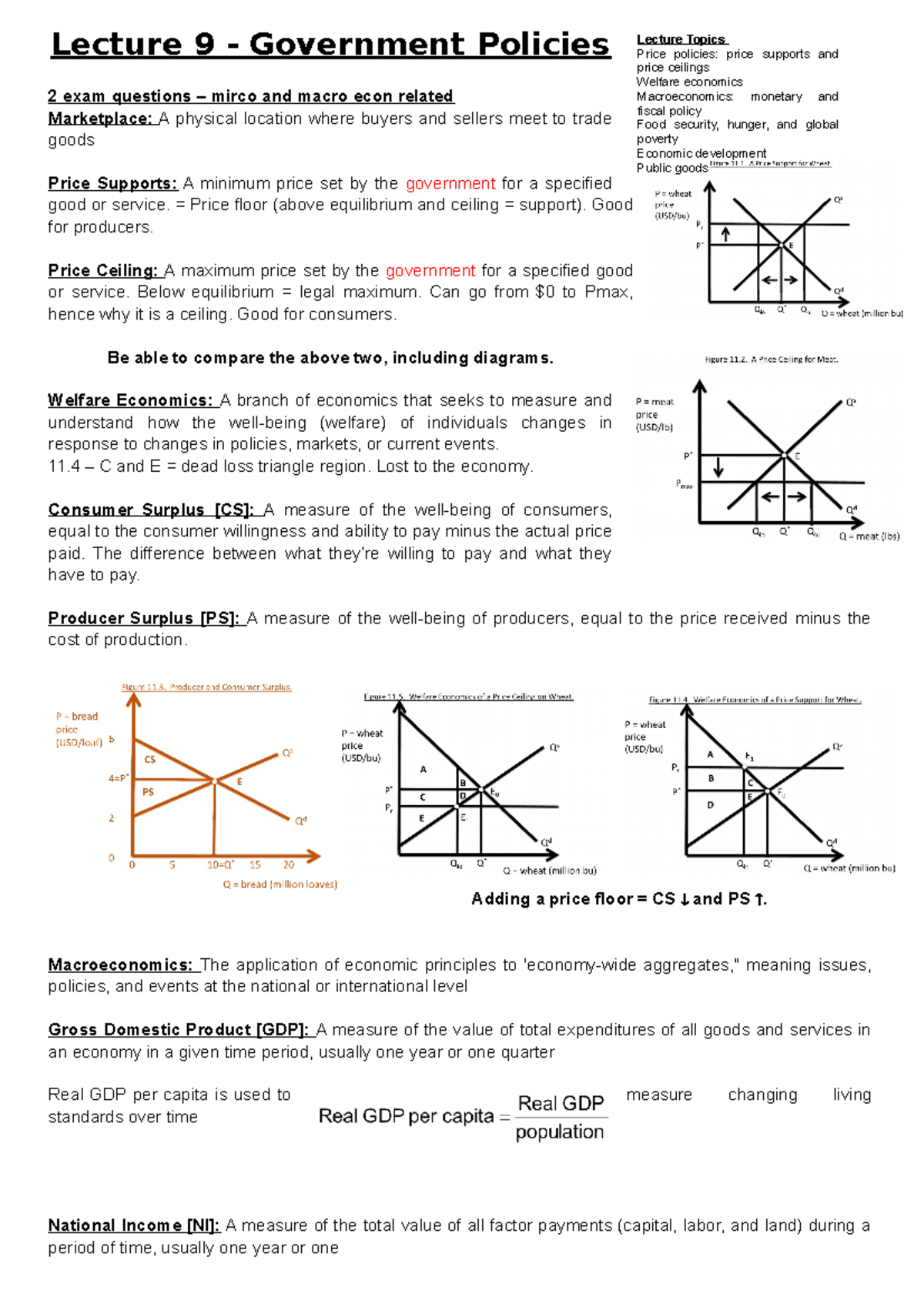Lecture 9 - Govt. Policies - Lecture 9 - Government Policies 2 exam ...