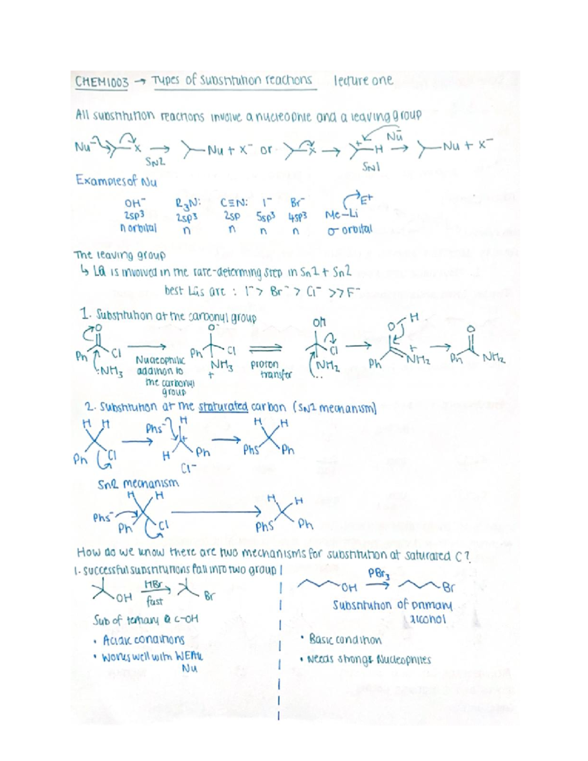 Types of substitution recation - CHM1003 - Studocu