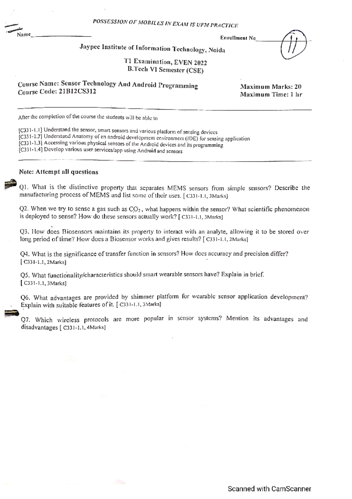 6 sem pyq - Pyqs fot t1 t2 and t3 - Construction Technology and ...