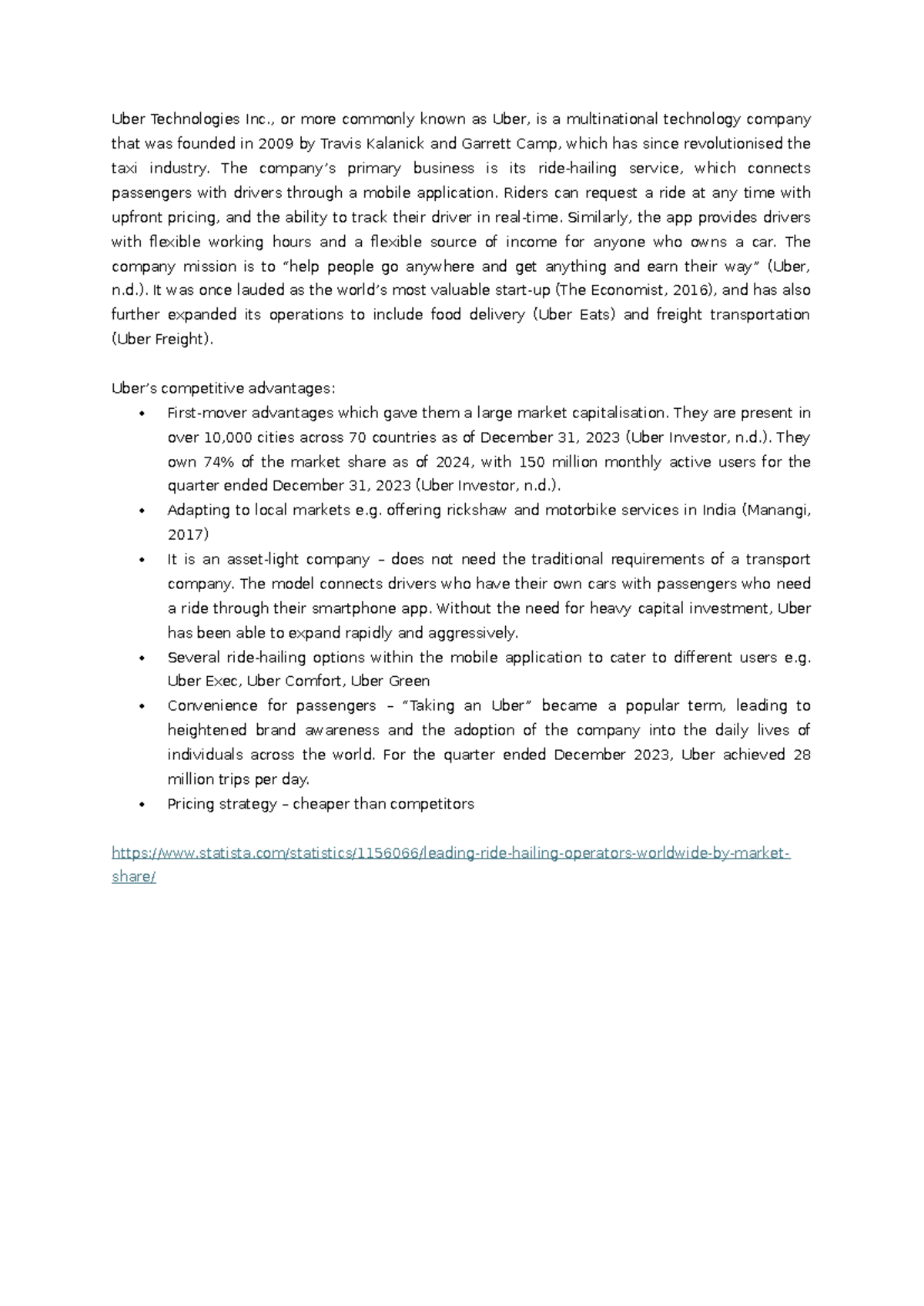 Uber Technologies Inc - Notes for Uber company analysis - Uber ...