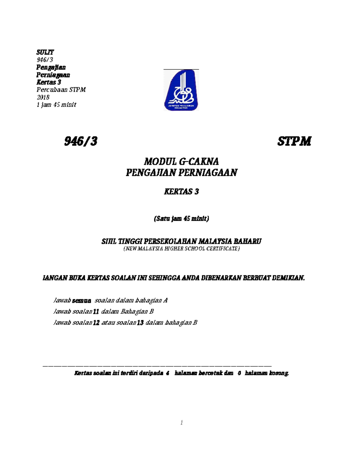 Kelantan 2018 QNA - STPM MATERIALS FOR YOUR EXAM - nnanana 946 / 3 STPM ...