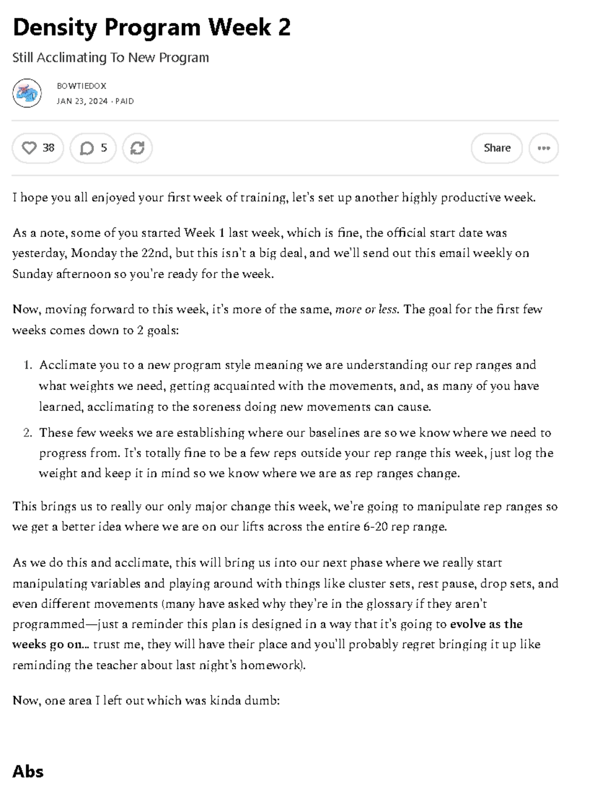 Density Program Week 2 - by Bow Tied Ox - Strong As An Ox - Density ...