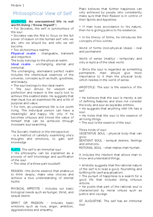 Understanding the Self - LESSON 1: PHILOSOPHICAL VIEW OF SELF SOCRATES ...