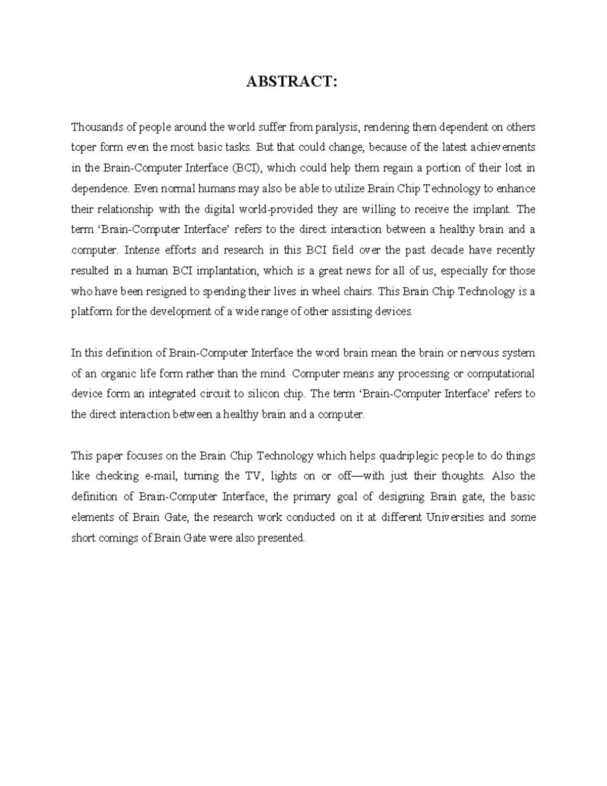 Seminar-report - It helps a lot - ABSTRACT: Thousands of people around ...