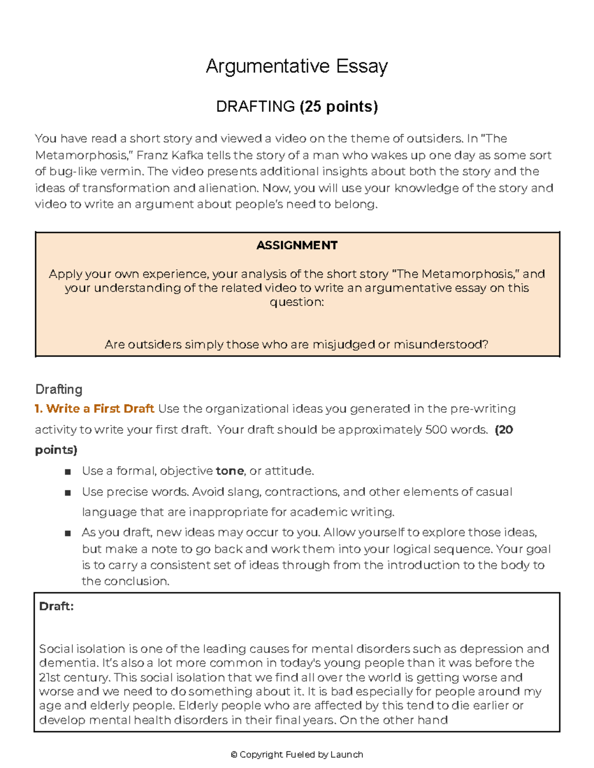 Copy of Argumentative Essay Drafting - Argumentative Essay DRAFTING (25 ...