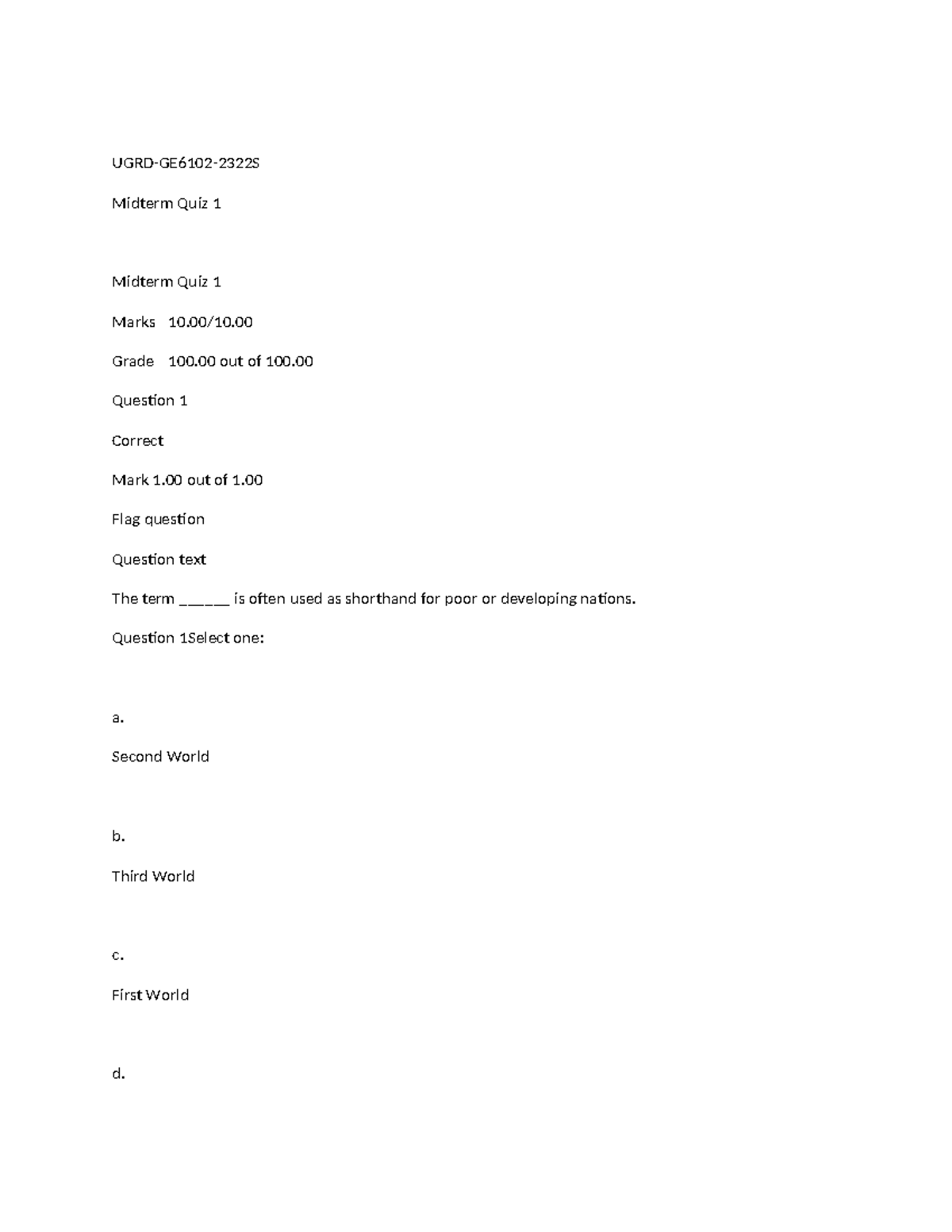 UGRD-GE6102- midterm quiz 1 - UGRD-GE6102-2322S Midterm Quiz 1 Midterm ...