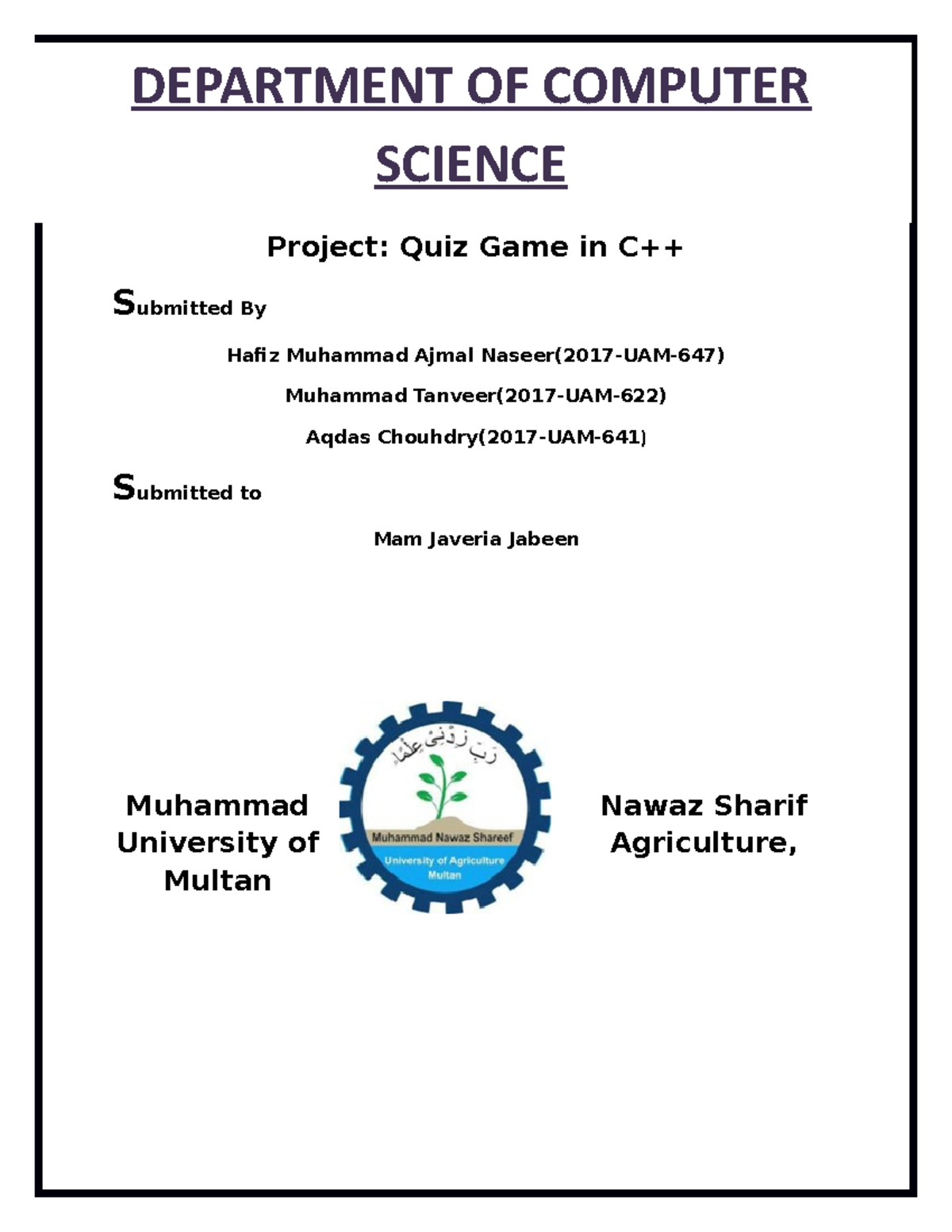 How to Design a Quiz Game as a Semester Project - Project: Quiz Game in ...