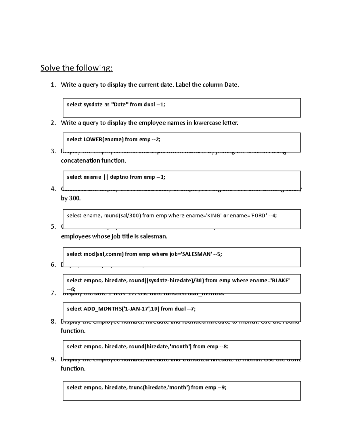 Database Assignment Submission File Solve The Following 1 Write A Query To Display The