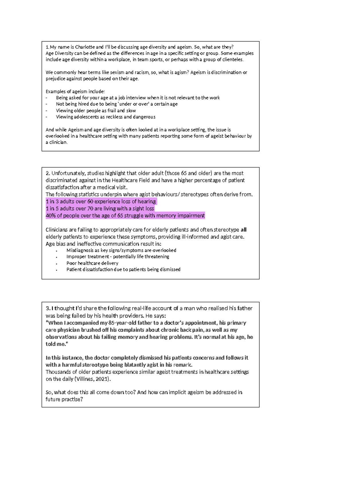 Palm cards 007 - 1 name is Charlotte and I’ll be discussing age ...