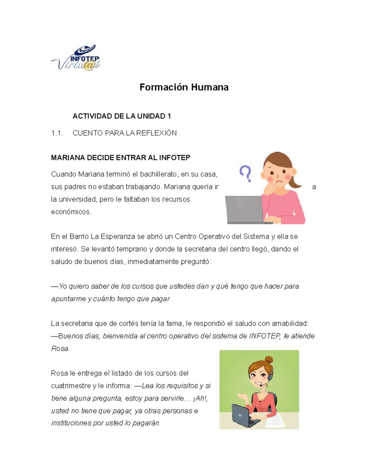 Formacion Humana Actividad de la Unidad 1 - Formación Humana ACTIVIDAD ...