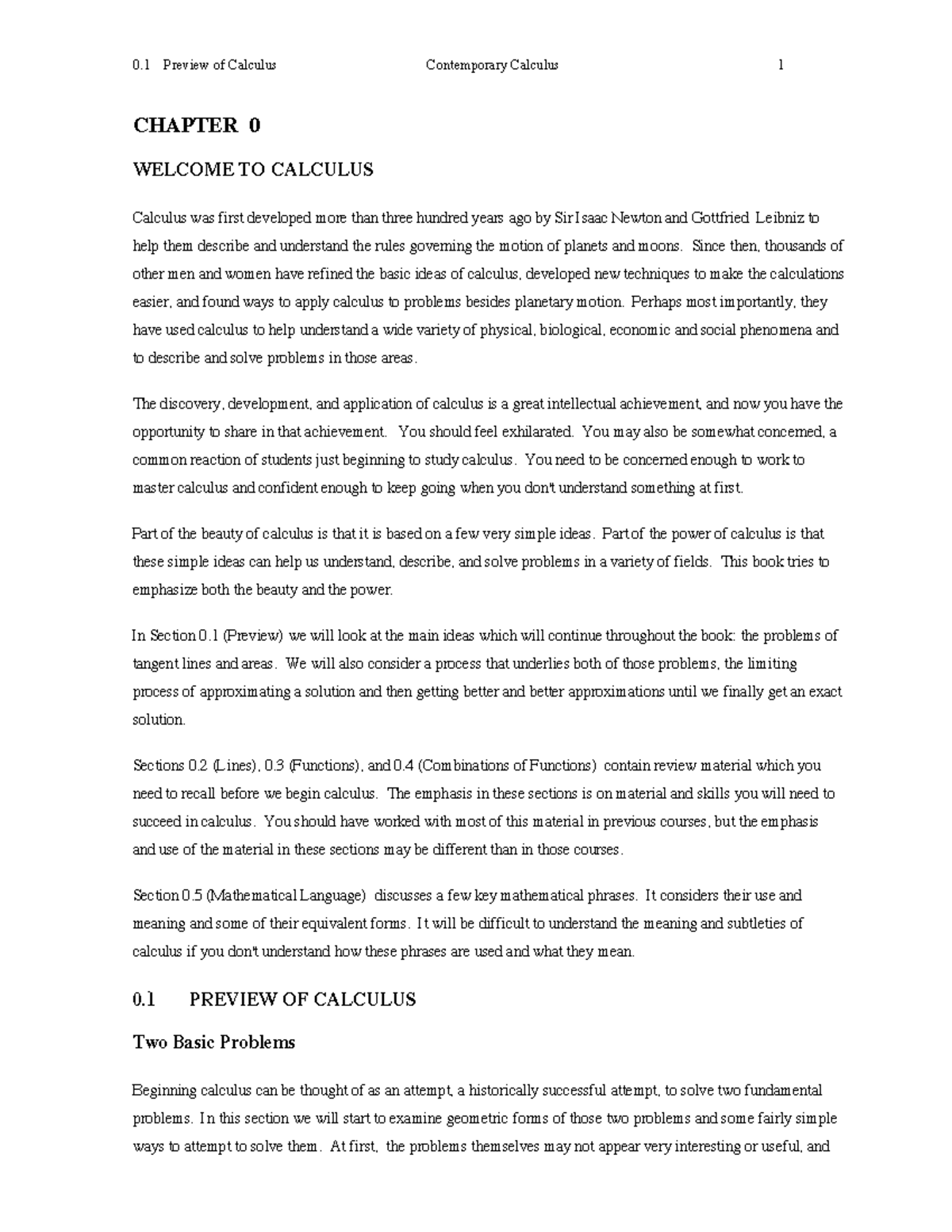 Week001-Course Module-Preview Of Calculus - CHAPTER 0 WELCOME TO ...