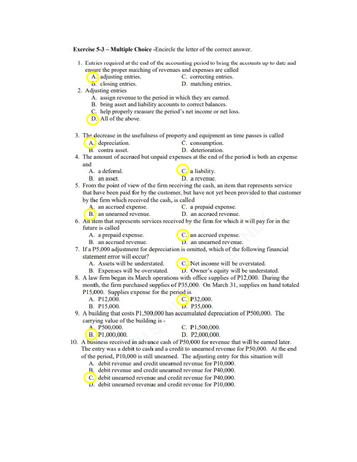 Exercises module 5 - Accountancy - Studocu