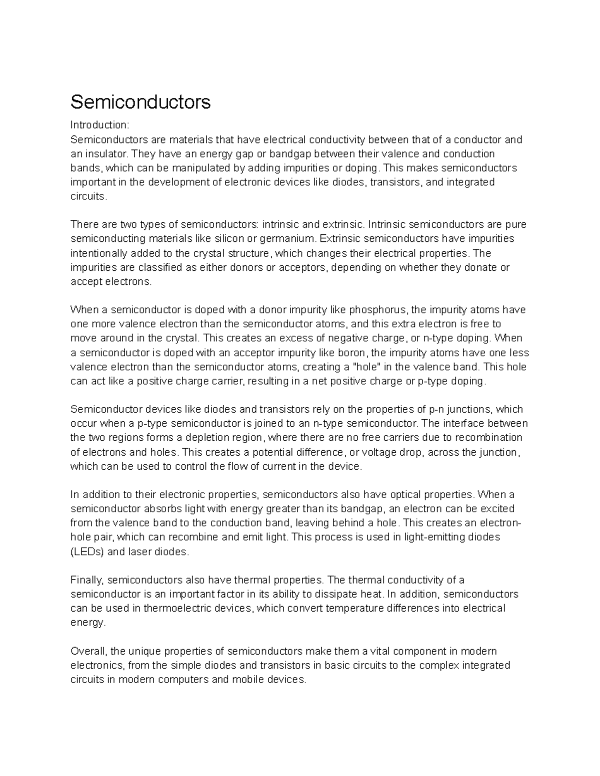 General Physics III (PHY-2040) Lecture 25- Semiconductors - Semiconductors Introduction: - Studocu