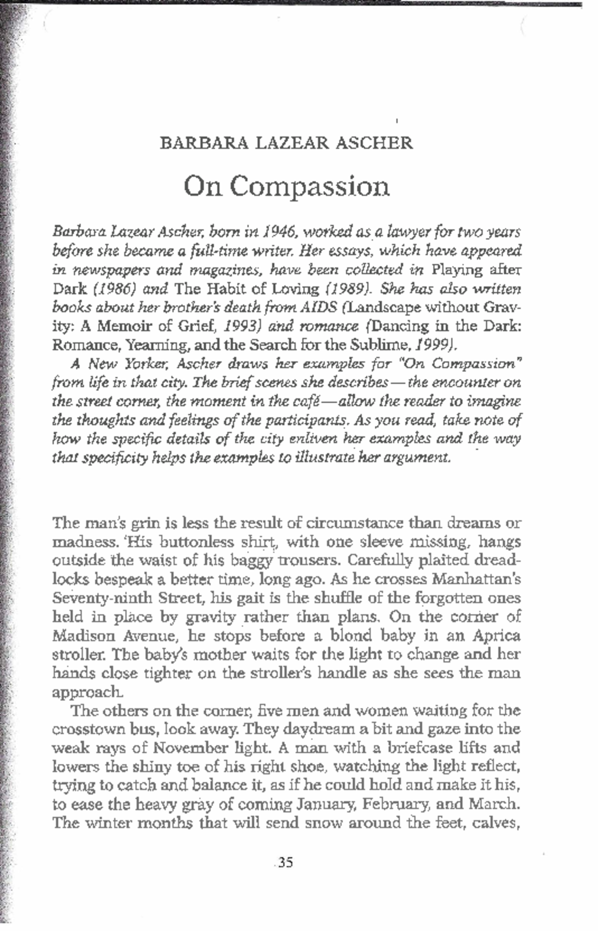 On Compassion - , BARBARA LAZEAR ASCHER On Compassion Barbara Lazear ...