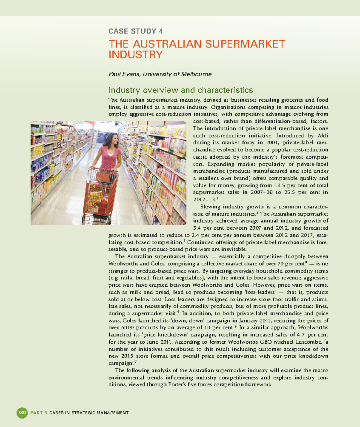 Case 3 THE Australian Supermarket Industry - 440 PART 5 CASES IN ...