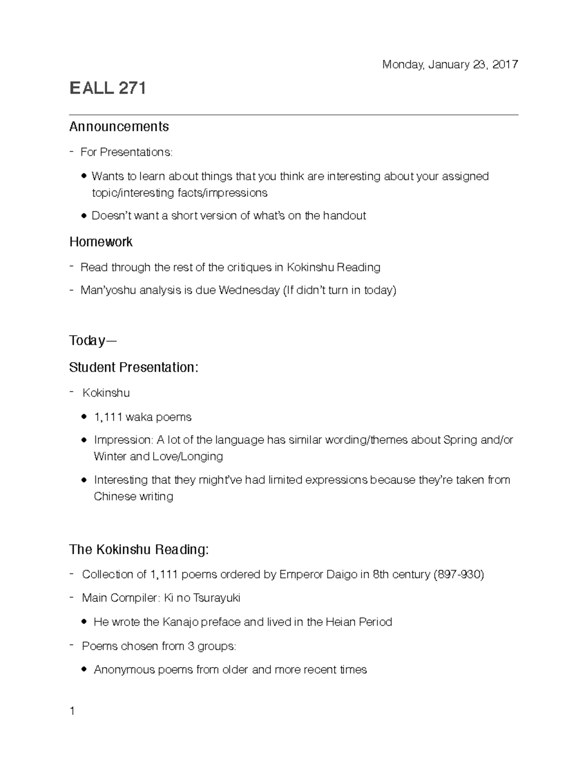 Kokinshu Reading: Collection of Poems and Critiques - Studocu