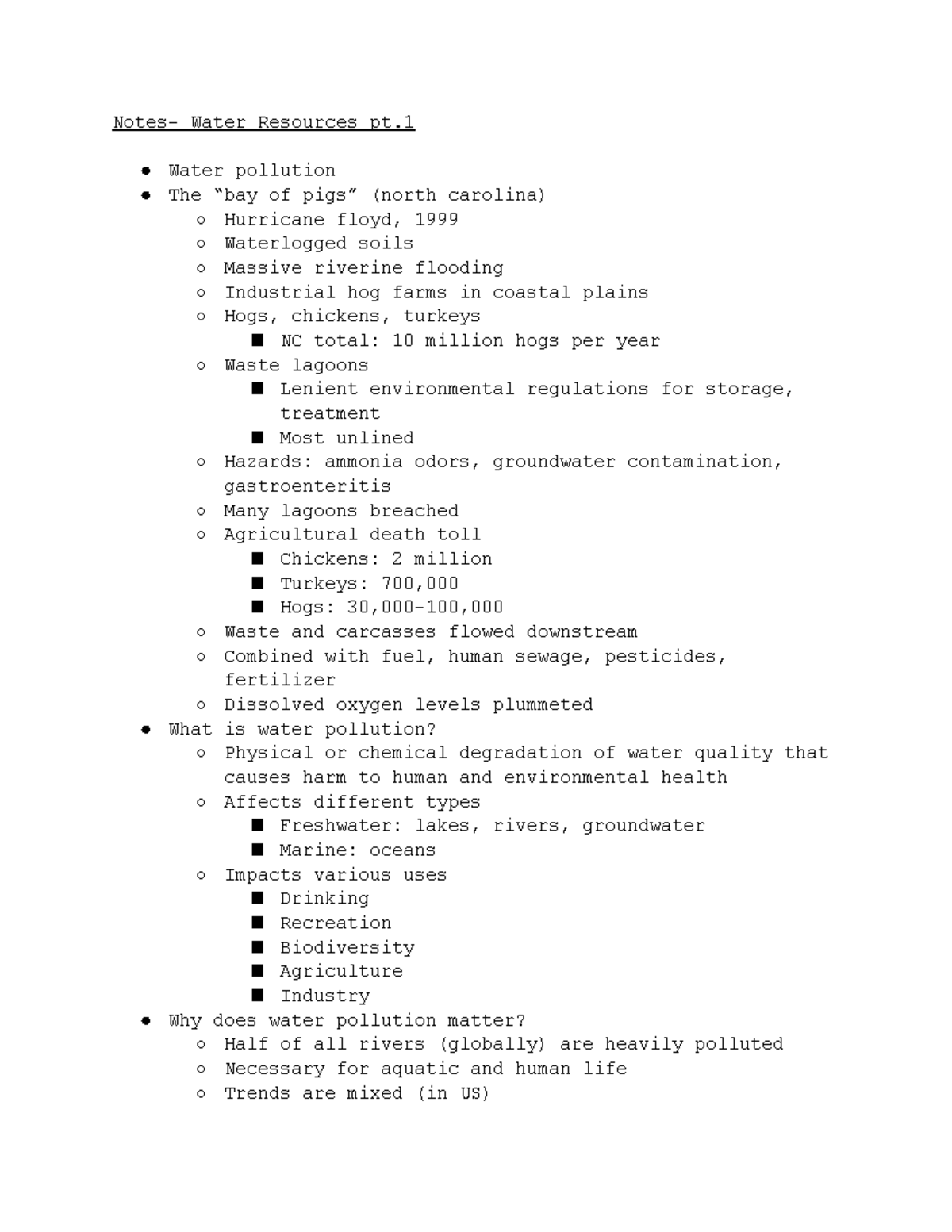 Global Environmental Issues Notes 20 - Notes- Water Resources pt. Water ...