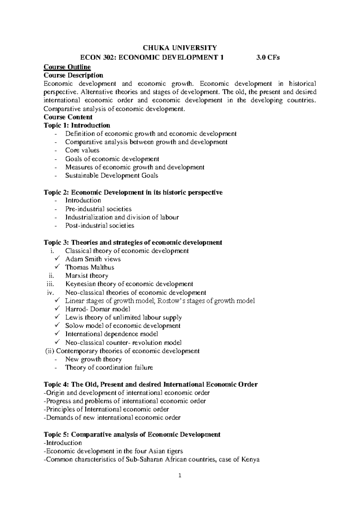 ECON 302 Notes - It's a nice document - CHUKA UNIVERSITY ECON 302 ...