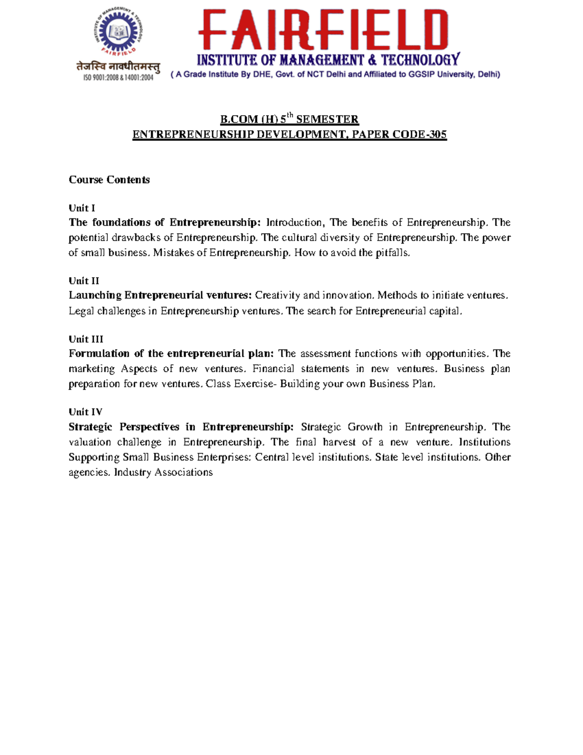 Ed - notes of entrepreneurship development - B (H) 5th SEMESTER ...