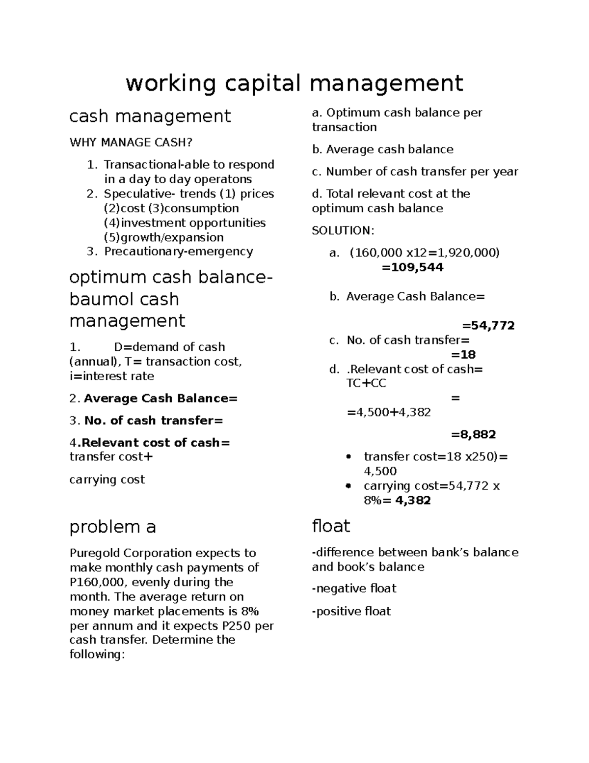 Balin Working Capital Management - working capital management cash ...