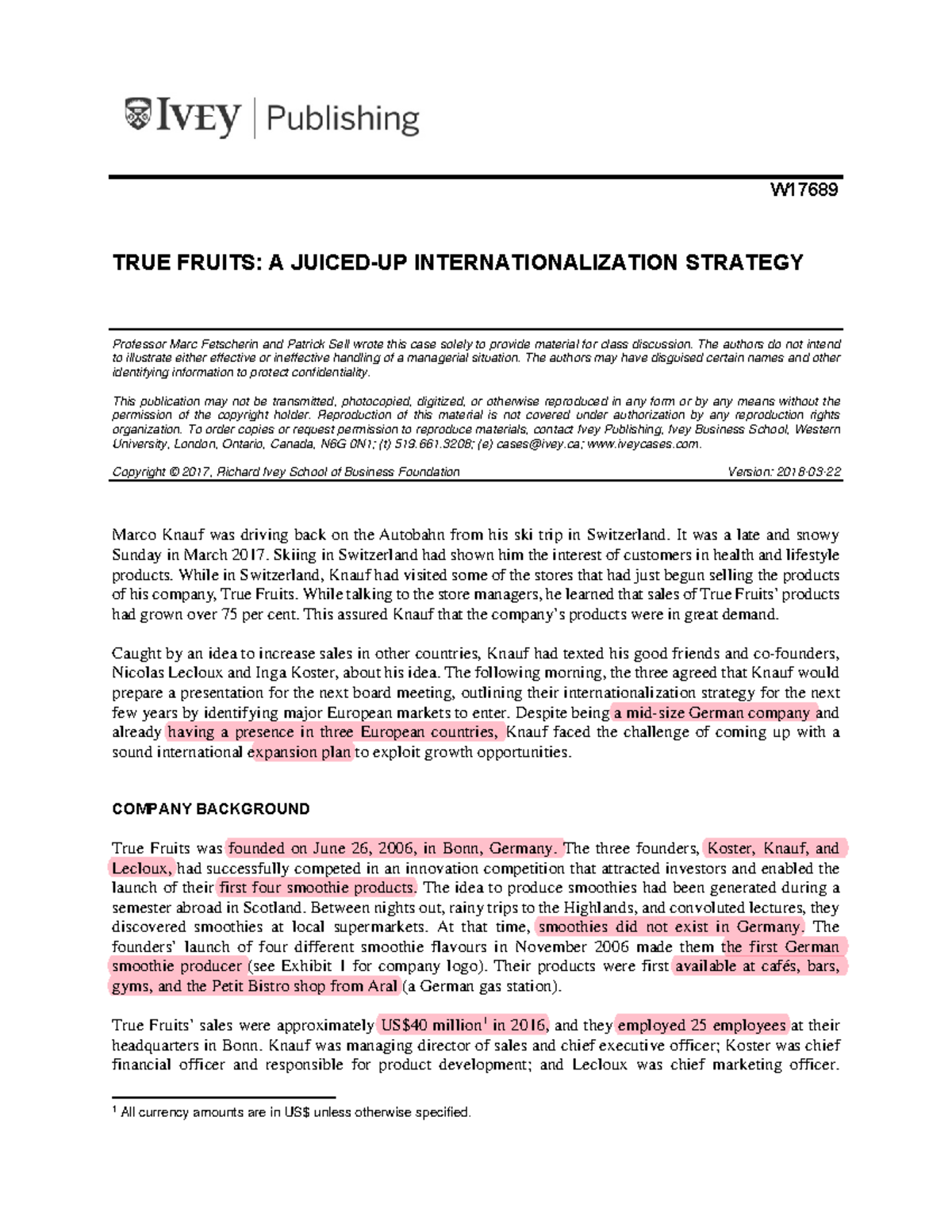 True Fruits Case Study HS 2022 - zywvutsrqpo zyxwvutsrqpo zyxwvuts W ...