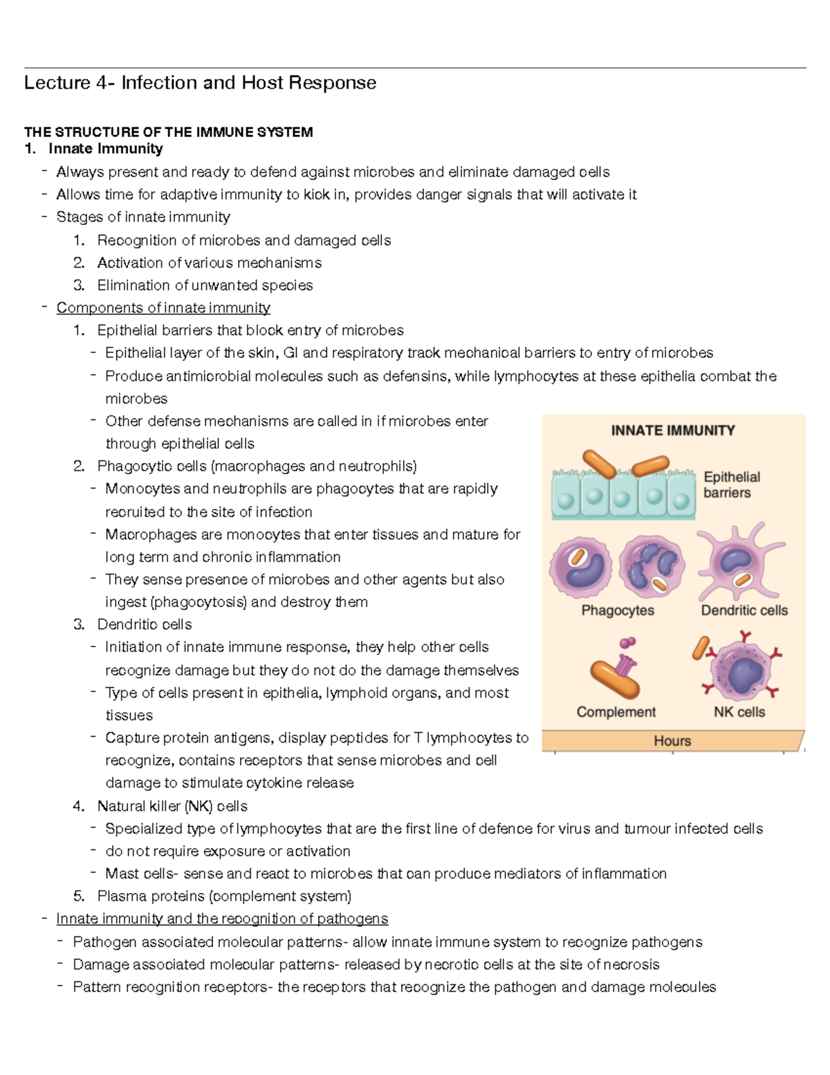 HLTH2002 Lecture 4-6 Notes - Lecture 4- Infection and Host Response THE ...