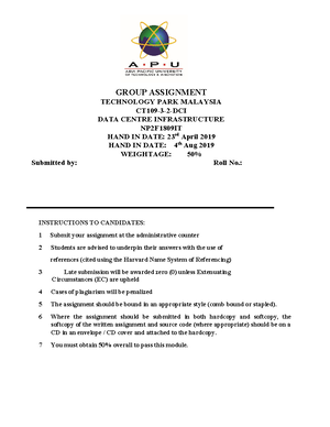 DCI Assignment Sample 2 - Intake Code : Module : Data Centre ...