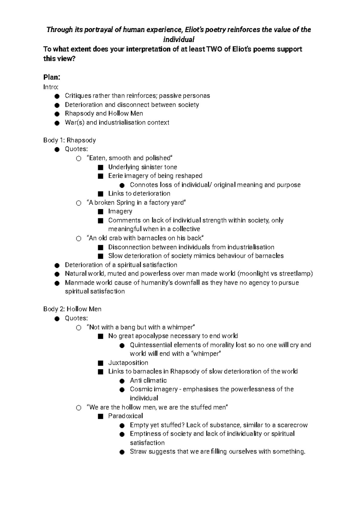 Module B Essay Draft - From highschool - Through its portrayal of human ...