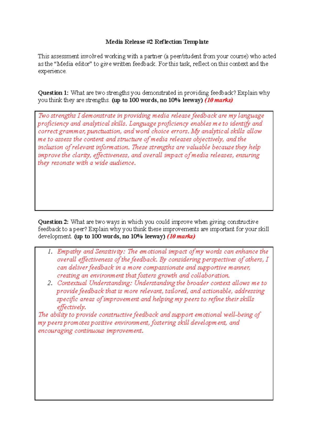 29102162 Media Release Reflection - Media Release #2 Reflection ...