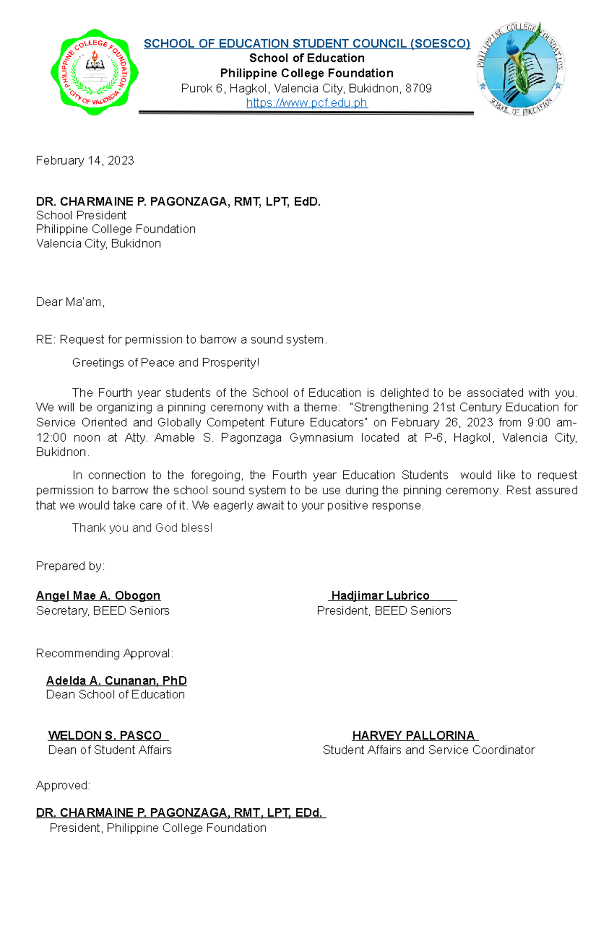 Letter-for-speaker - Sample of letter - SCHOOL OF EDUCATION STUDENT ...
