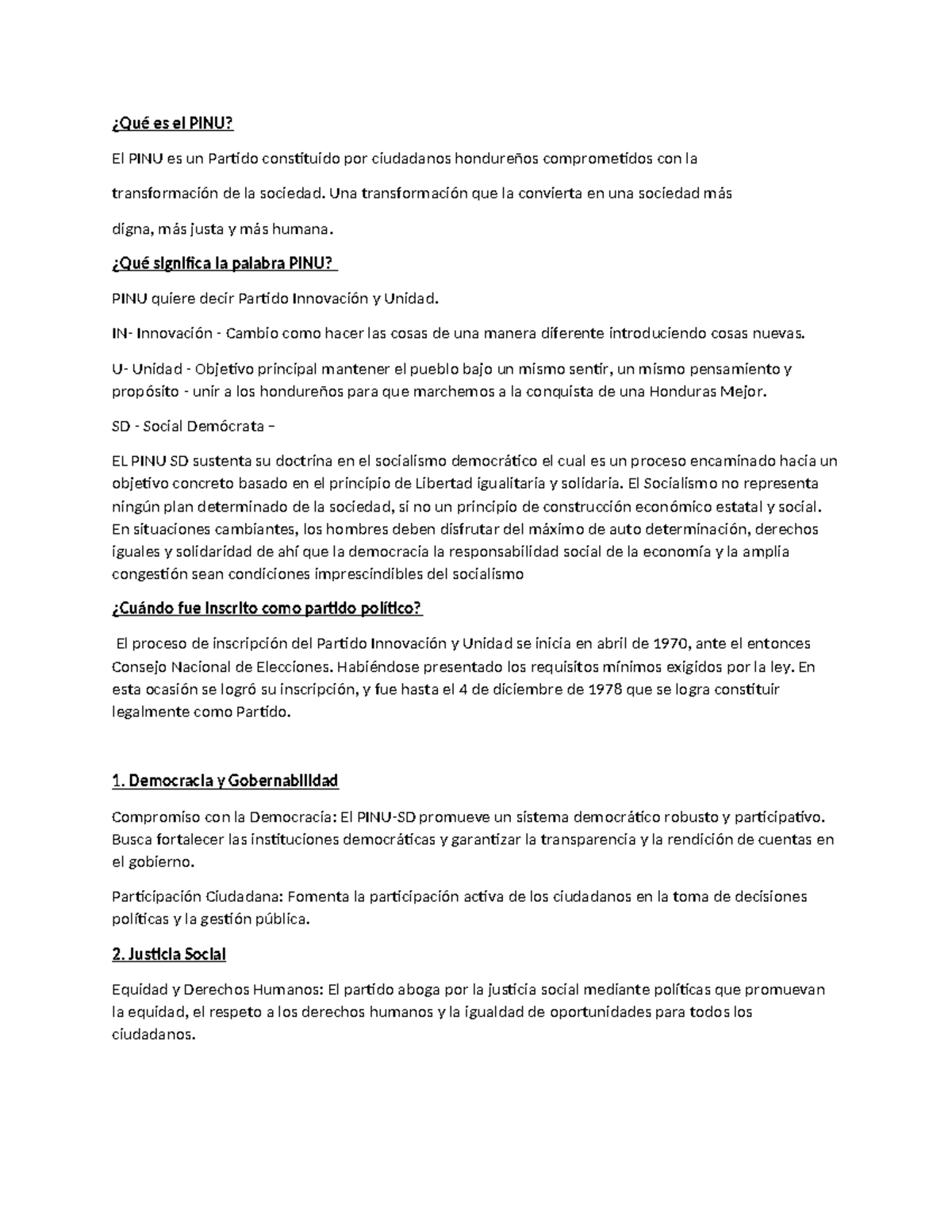 PINU-SD-RESUMEN - ¿Qué es el PINU? El PINU es un Partido constituido ...