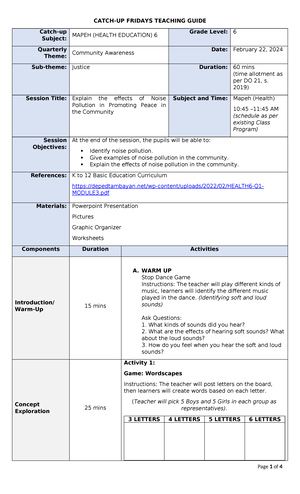 Lesson Plan Peace Education Justice Sub theme Principles of Peace ...