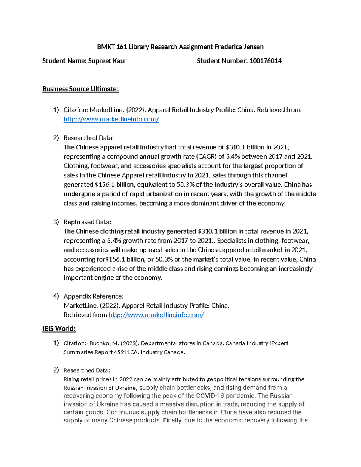 Library Assignment Summer 2023 - BMKT 161 Library Research Assignment ...