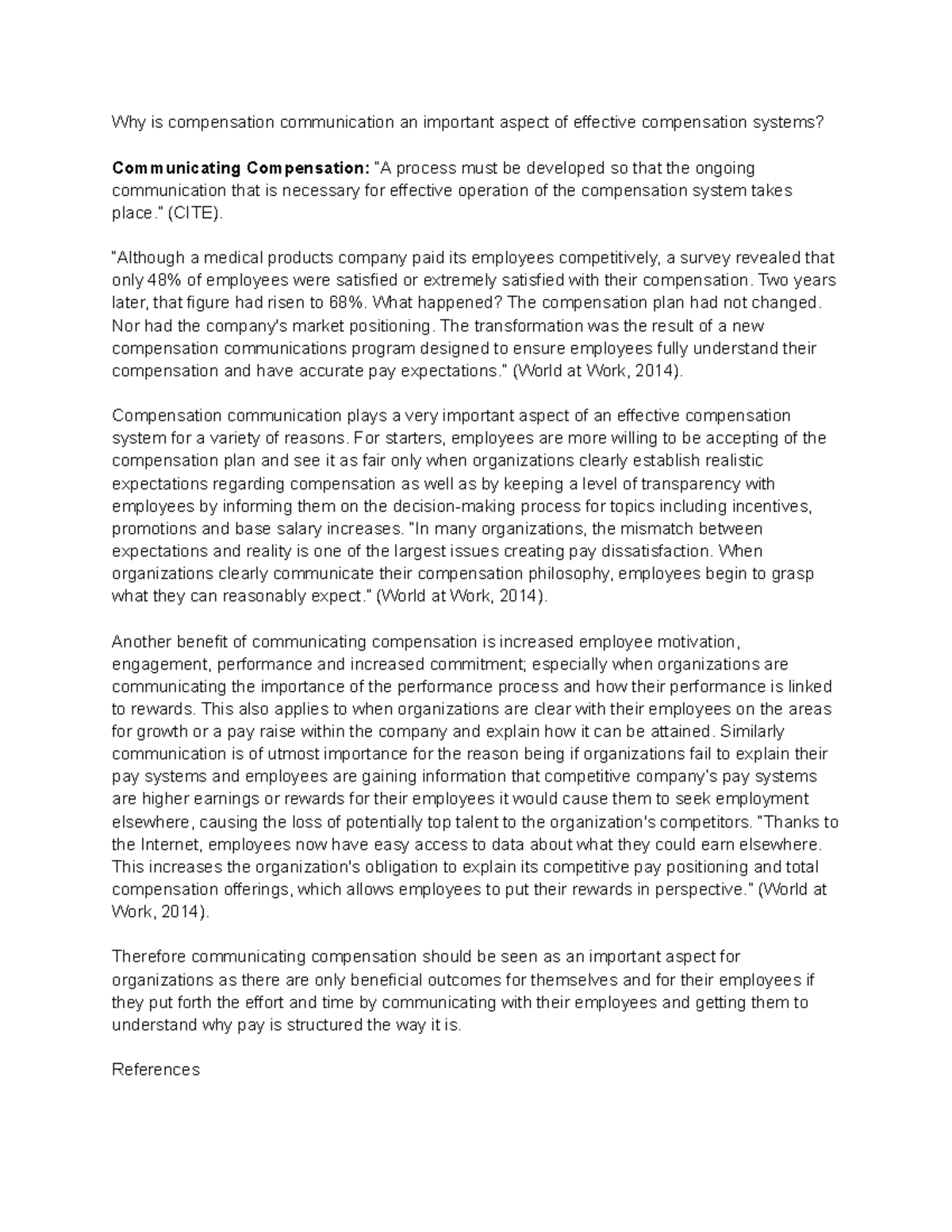 Compensation week 7 - comp notes - Why is compensation communication an ...