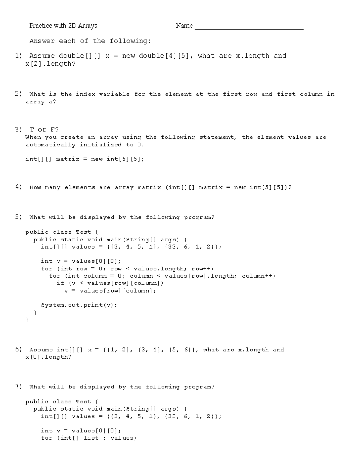 Abdullah Chaudhry ( Student) - 06 Review Questions - Practice with 2D ...