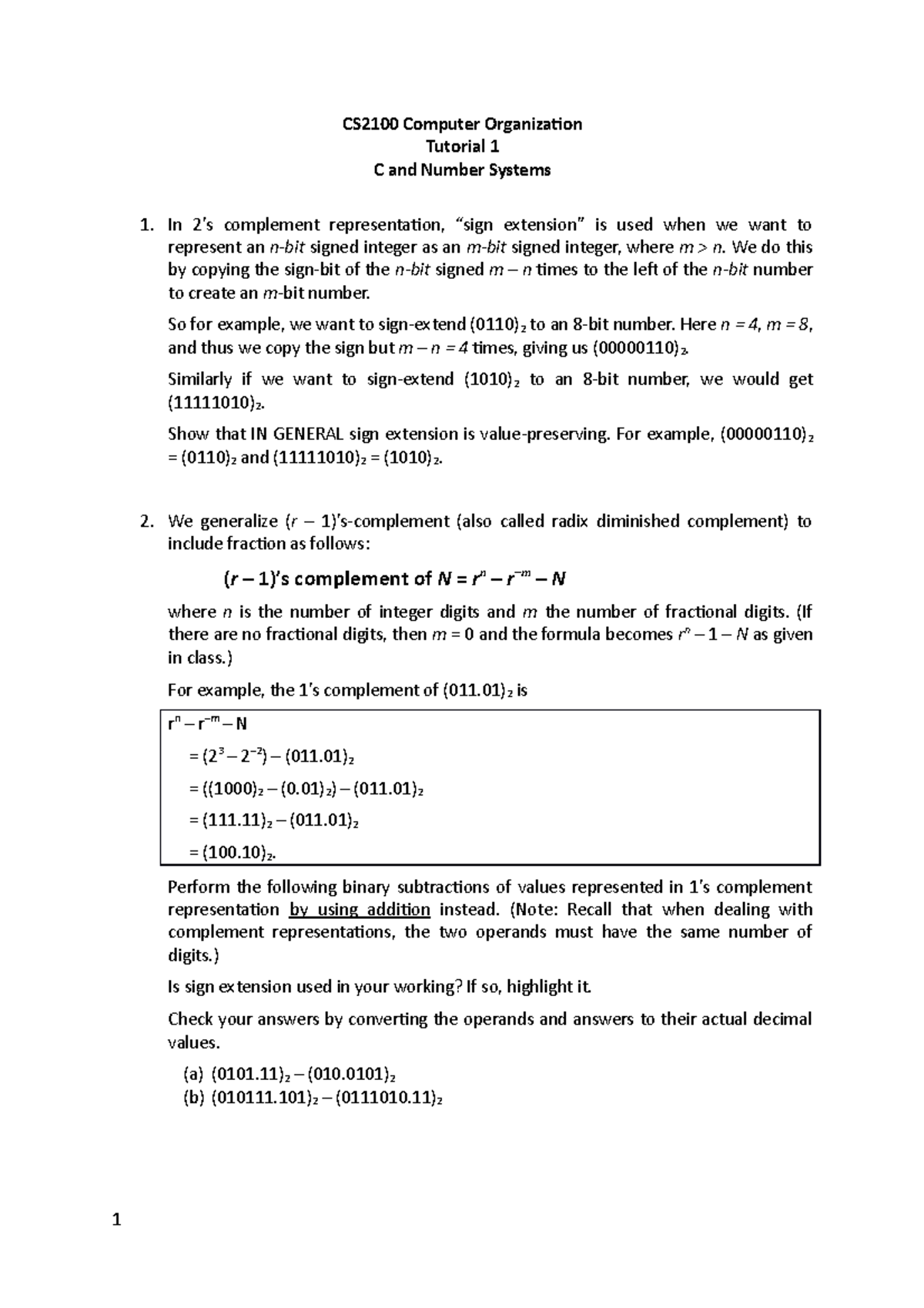 blank tutorial 1 that i am uploading to get some notes - CS2100 ...