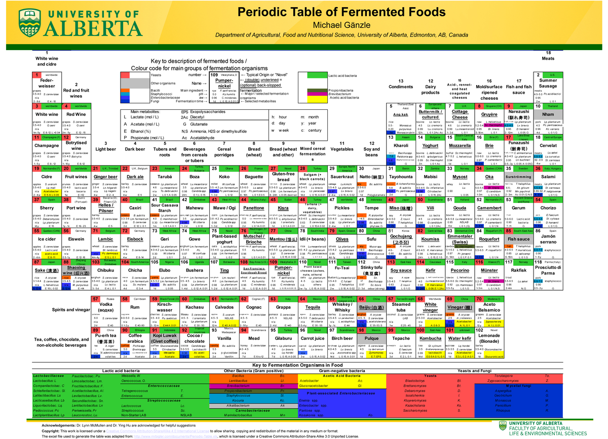 Periodic table of fermented foods - Key to description of fermented ...